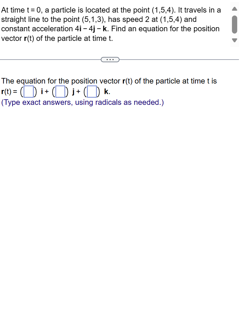 Solved At time t=0, ﻿a particle is located at the point | Chegg.com