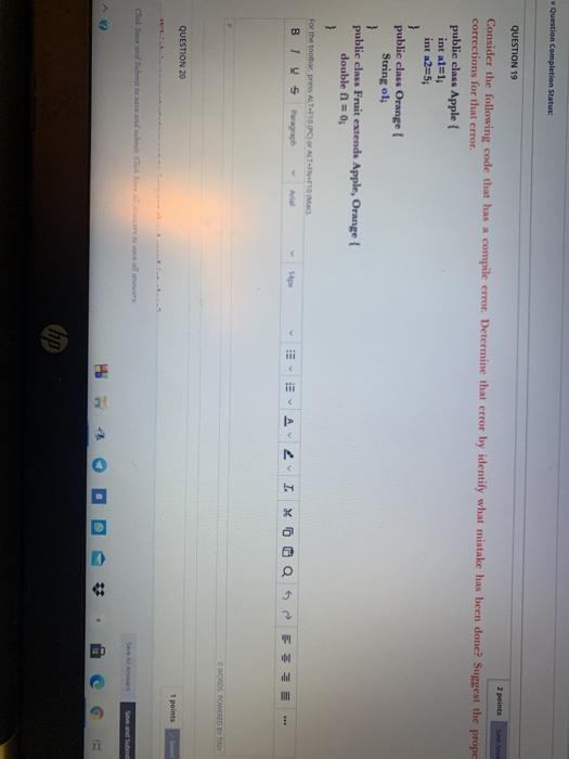 Solved Question Completion Status QUESTION 19 2 points | Chegg.com