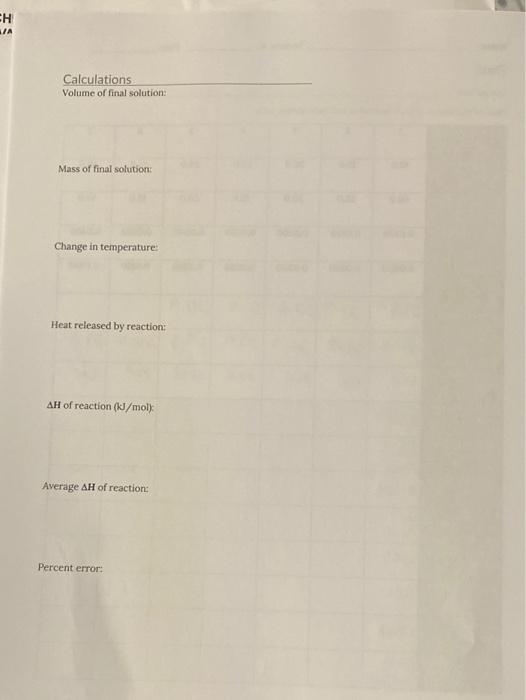 Solved Date: Section #: Name: Pre-lab Write and balance a | Chegg.com