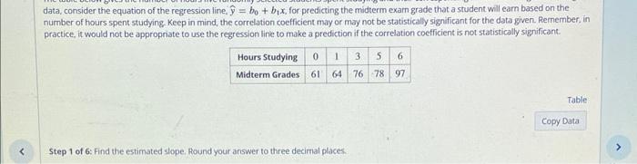 Solved data, consider the equation of the regression line, | Chegg.com