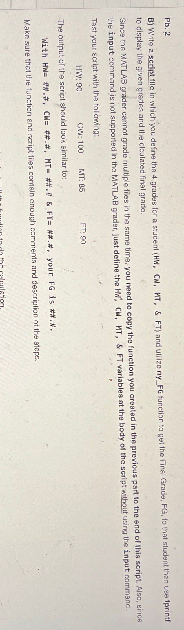 Solved Pb. 2B) ﻿Write a script file in which you define the | Chegg.com