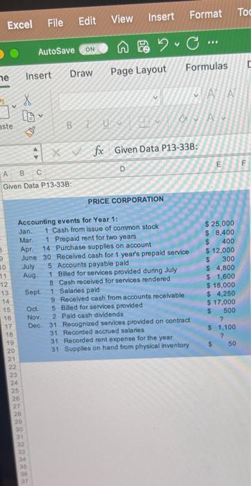 Solved Ranialoament aExcel File Edit View Format To AutoSave | Chegg.com