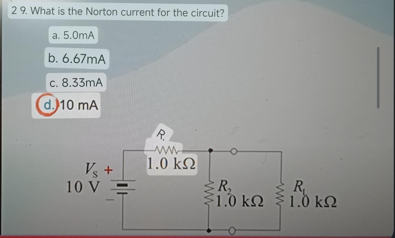 Solved What is the Norton current for the circuit? (the | Chegg.com