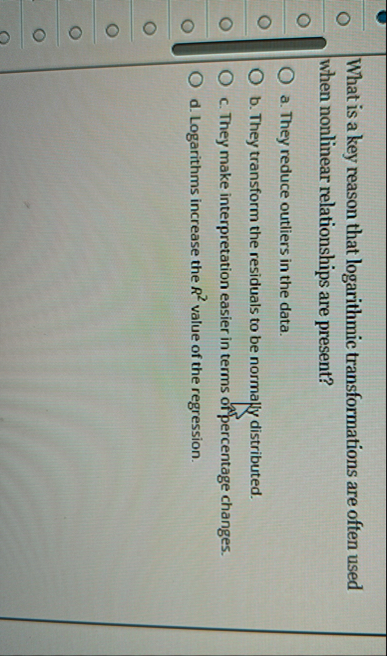 Solved What Is A Key Reason That Logarithmic Transformations 2642