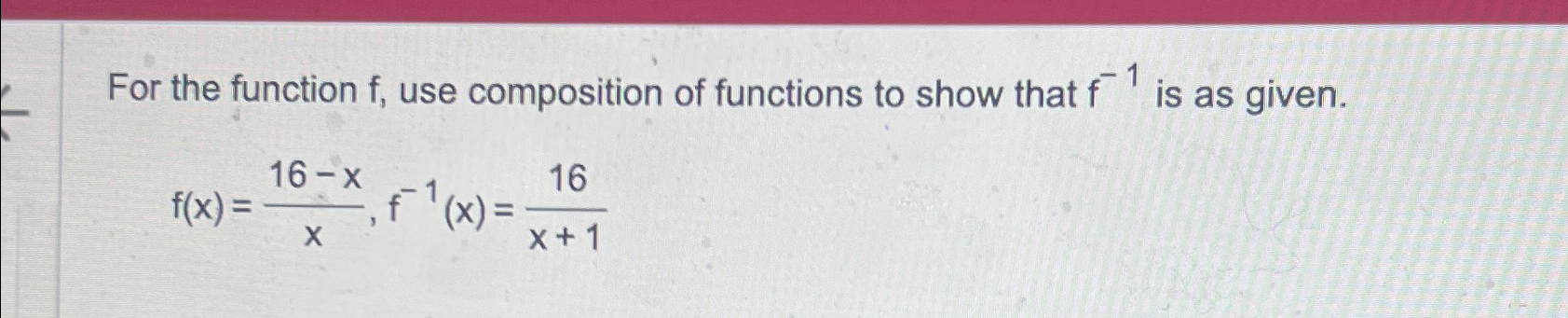 Solved For the function f, ﻿use composition of functions to | Chegg.com
