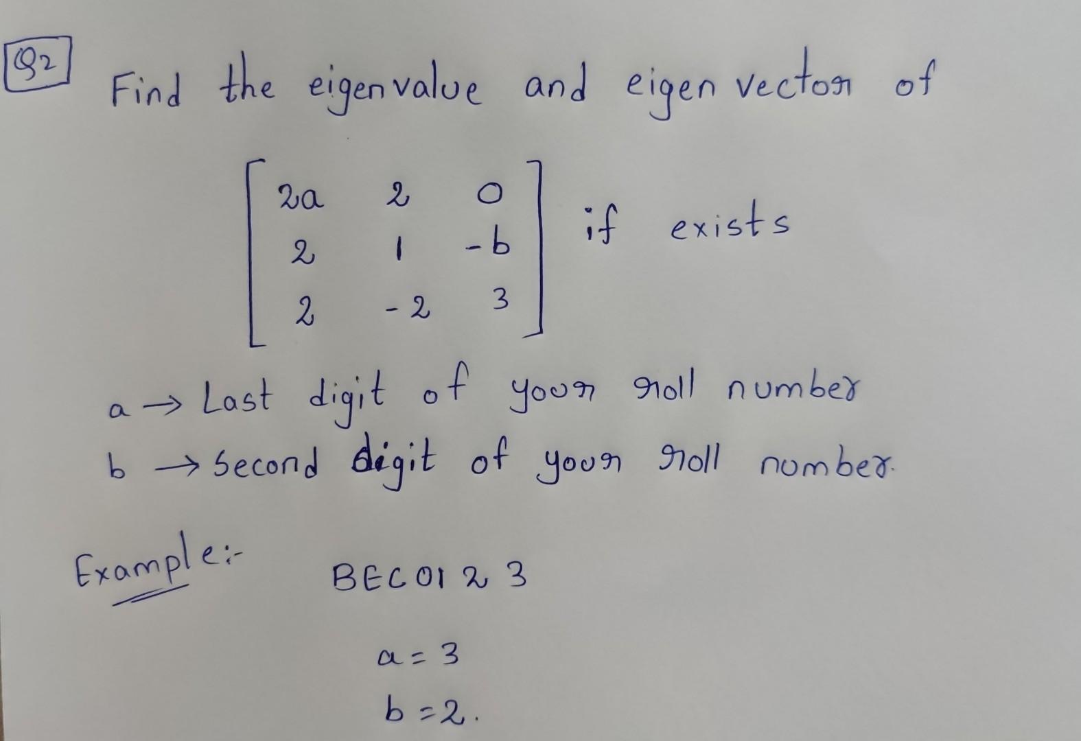 Solved Find the eigenvalue and eigen vector of | Chegg.com