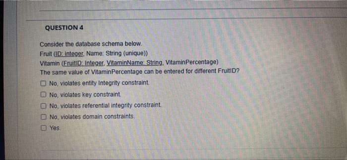 Solved QUESTION 3 Consider the database schema below. Fruit | Chegg.com