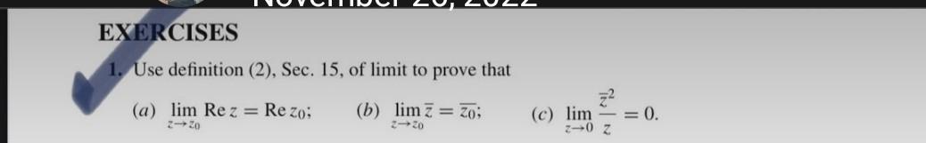 Solved Use definition (2), Sec. 15 , of limit to prove that | Chegg.com