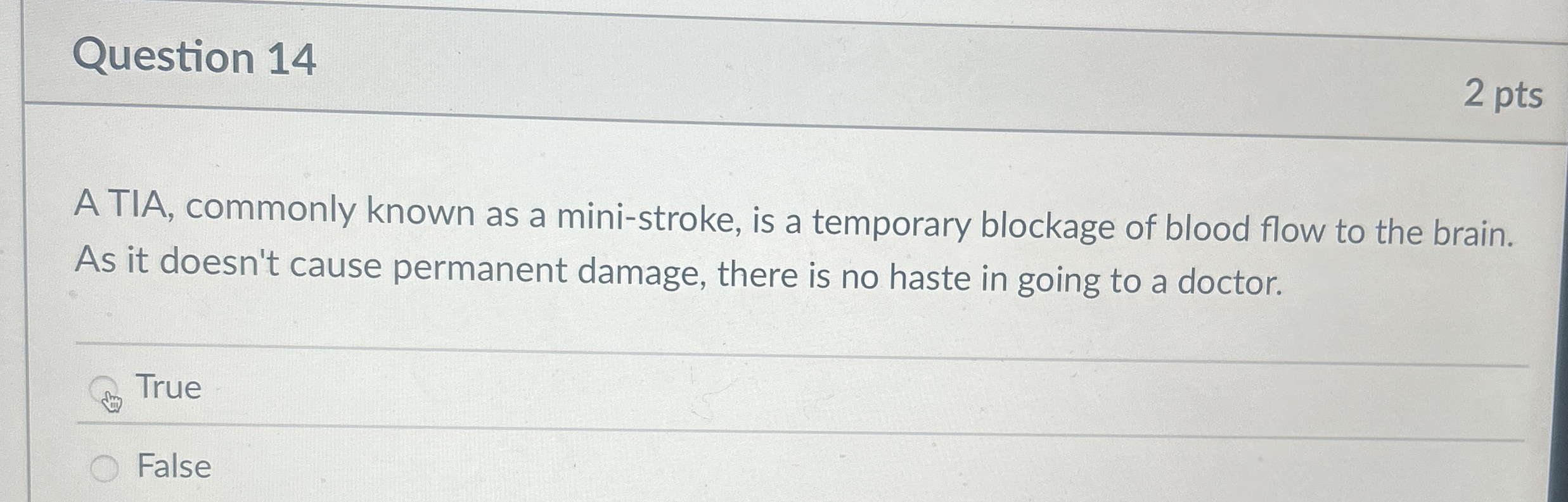 Solved Question 142 ﻿ptsA TIA, commonly known as a | Chegg.com