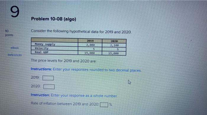 Solved Consider the following hypothetical data for 2019 and | Chegg.com