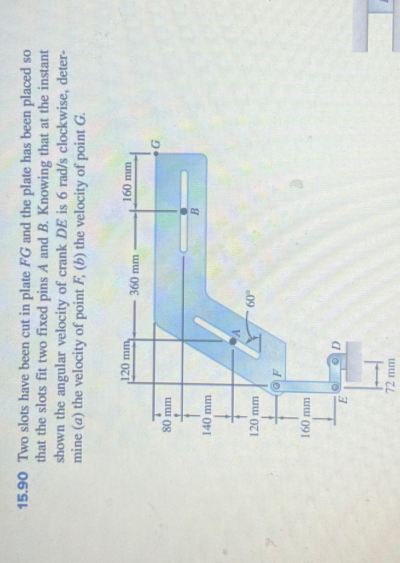 Solved 15.90 ﻿Two slots have been cut in plate FG ﻿and the | Chegg.com