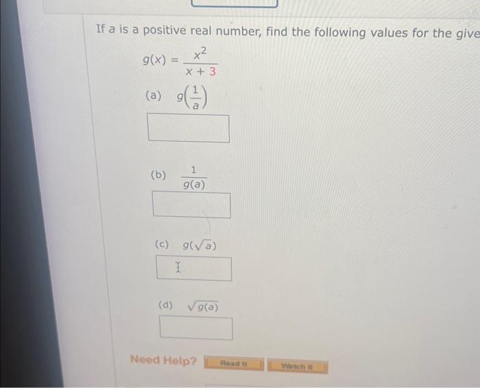 Solved If a is a positive real number, find the following | Chegg.com