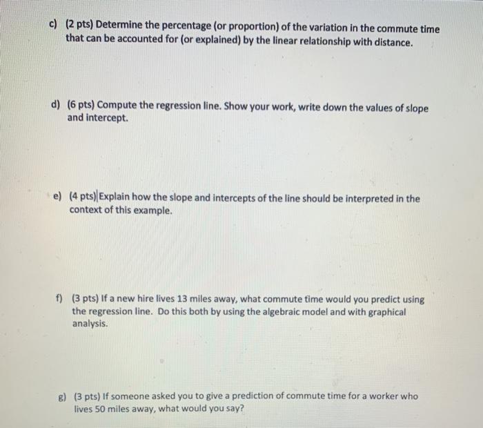 Solved 10. The following bivariate data and scatterplot | Chegg.com