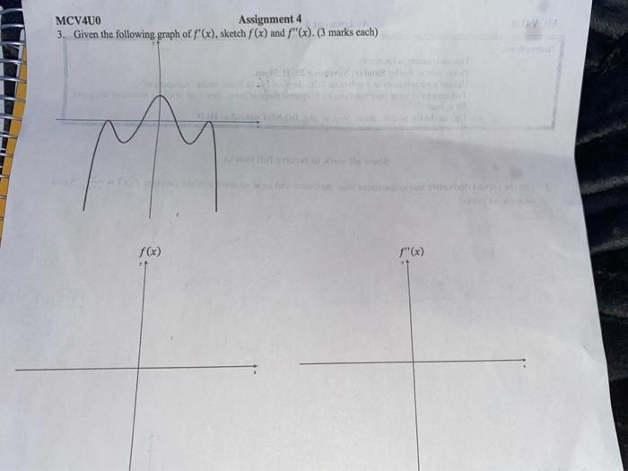 Solved MCV4U0 Assignment 4 3. Given the following graph of | Chegg.com