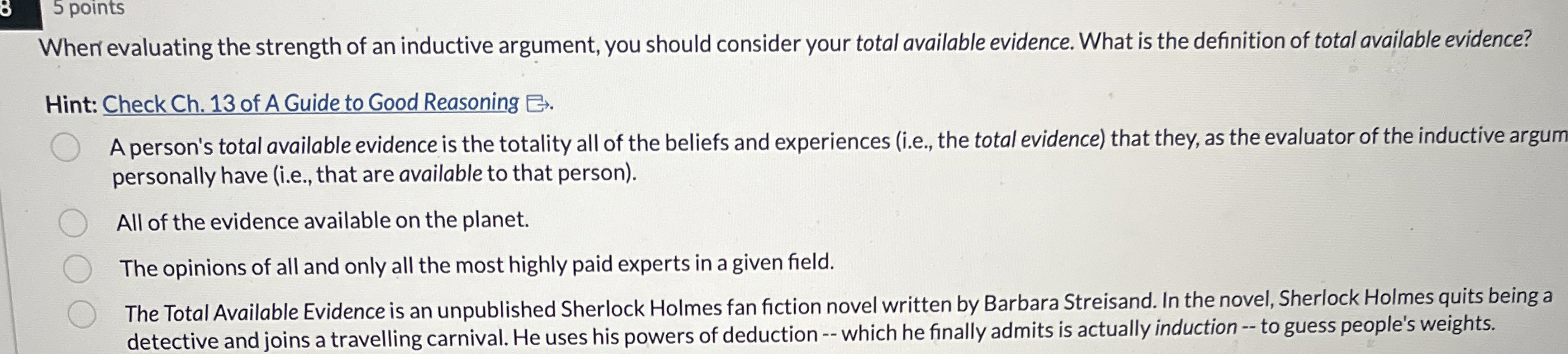 Solved Wher evaluating the strength of an inductive | Chegg.com