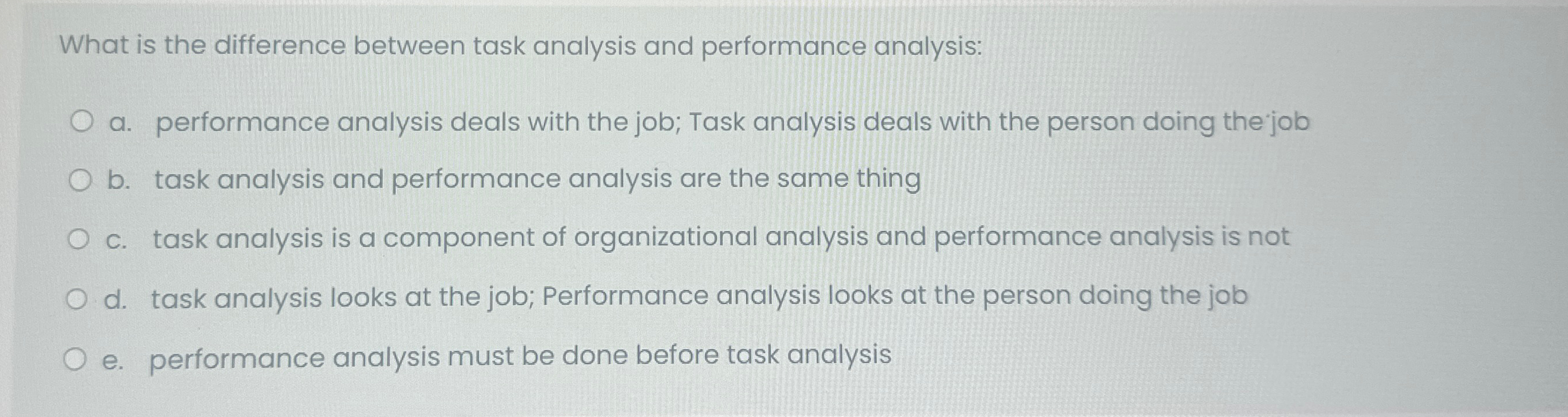 Solved What is the difference between task analysis and | Chegg.com