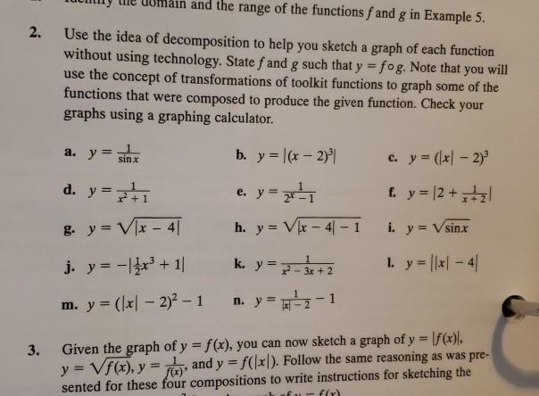 Solved 2. ain and the range of the functions f and g in | Chegg.com