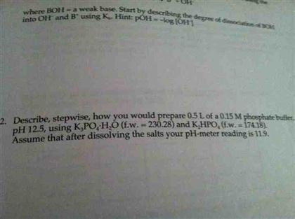 where BOH = a weak base. Start by describing the | Chegg.com