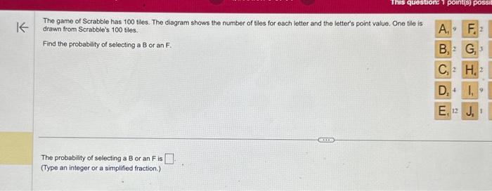 Solved The game of Scrabble has 100 tiles. The diagram shows | Chegg.com