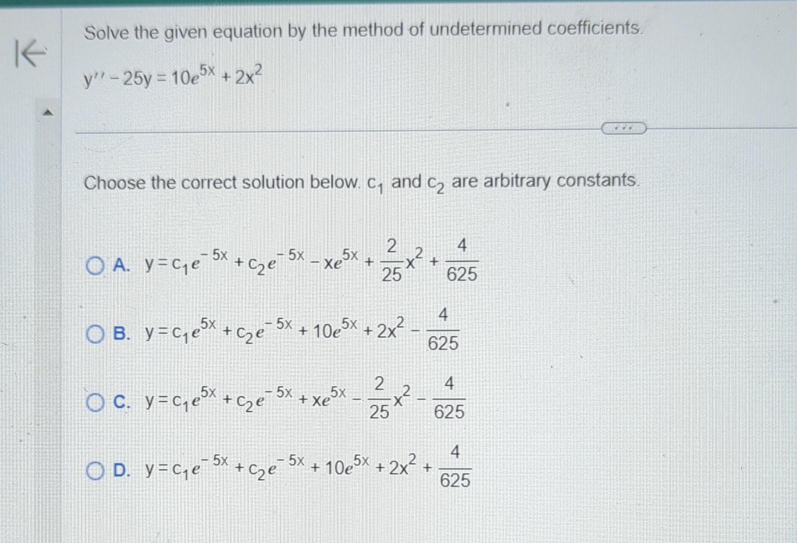 Solved Solve the given equation by the method of | Chegg.com