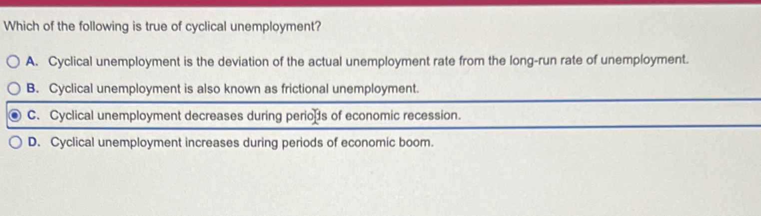 Solved Which of the following is true of cyclical | Chegg.com