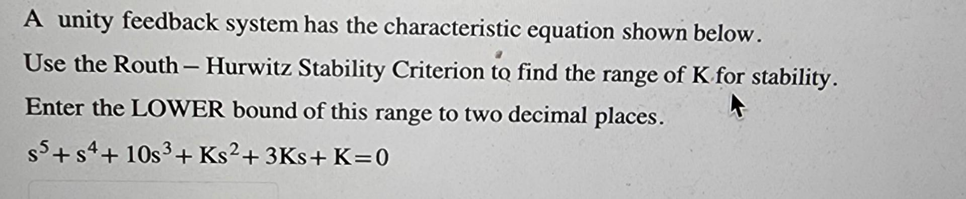 Solved A unity feedback system has the characteristic | Chegg.com
