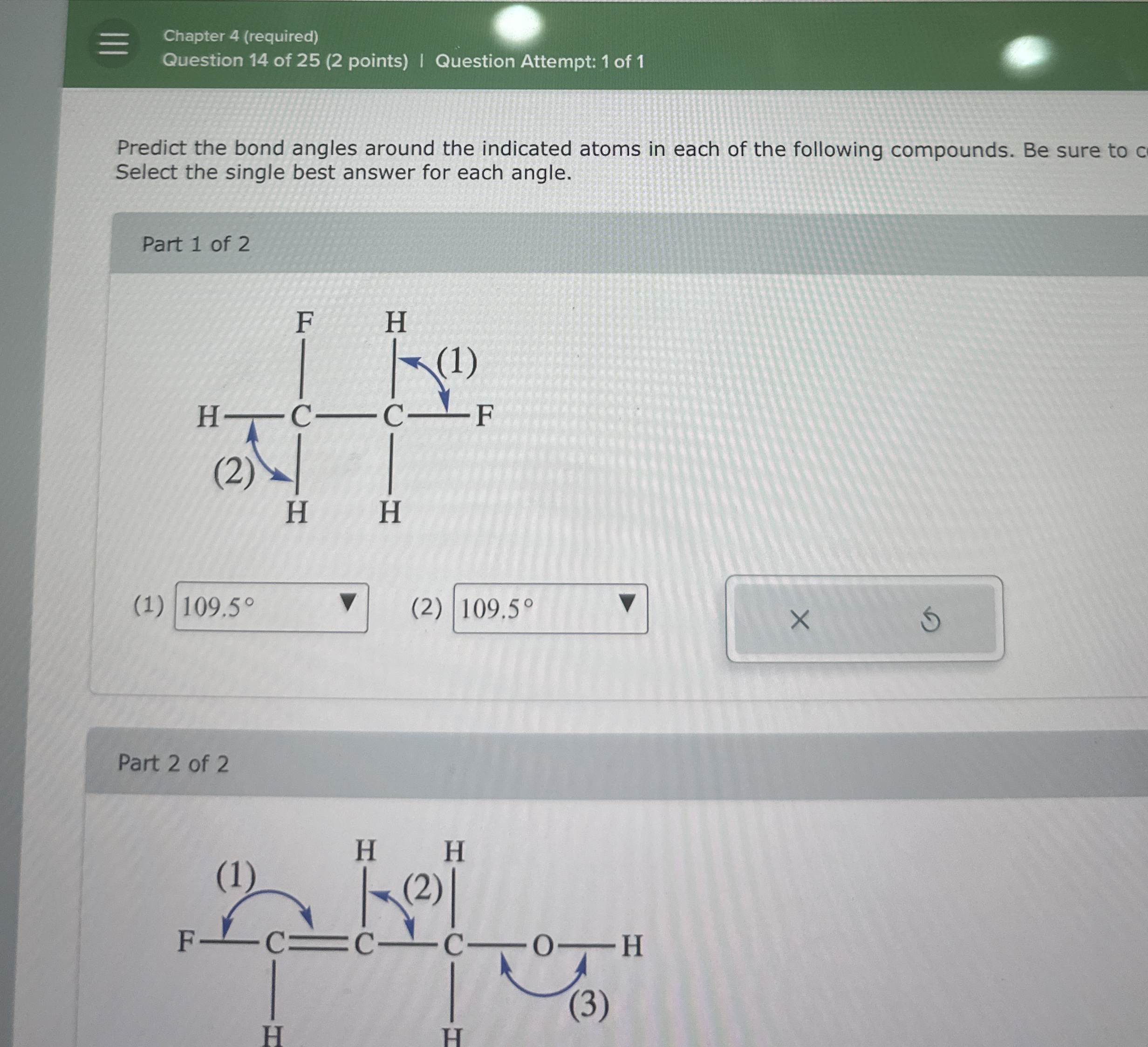 Solved Predict the bond angles around the indicated atoms in | Chegg.com
