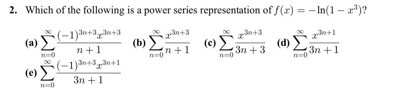 Solved Which of the following is a power series | Chegg.com