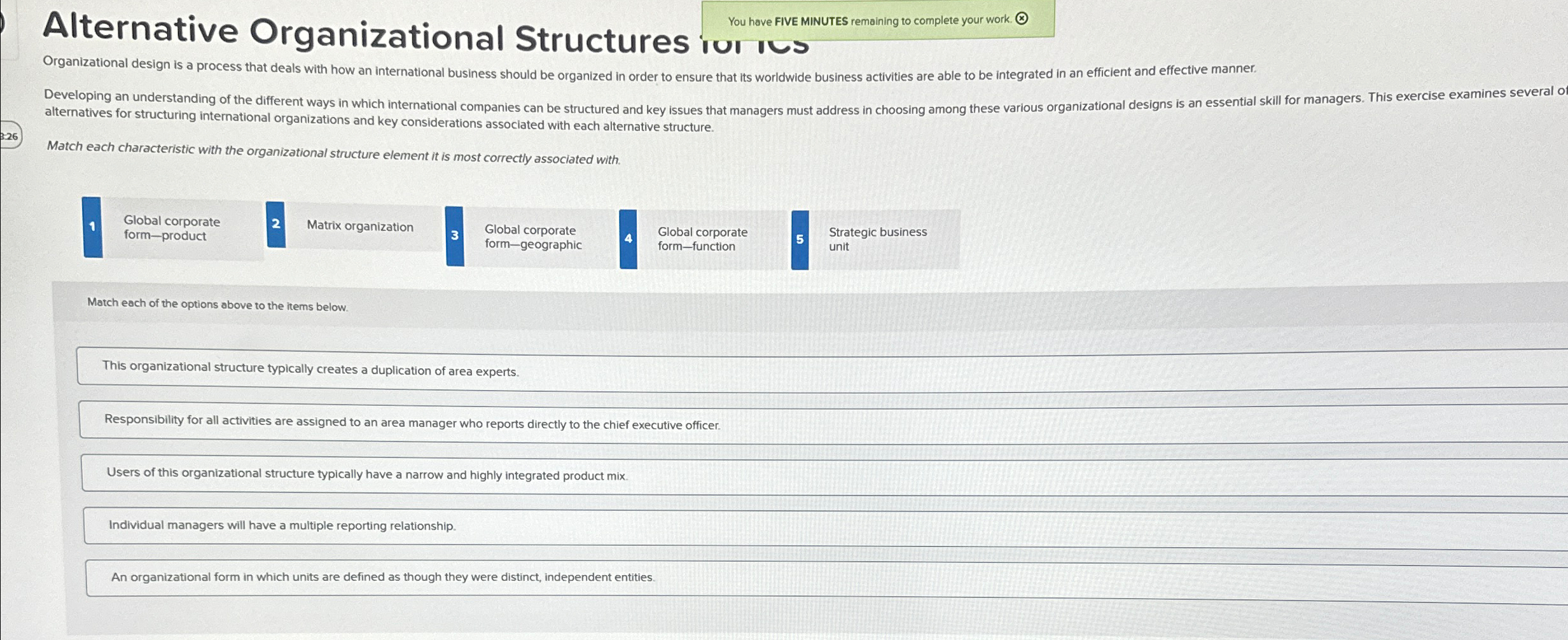 Solved Alternative Organizational StructuresYou have FIVE | Chegg.com