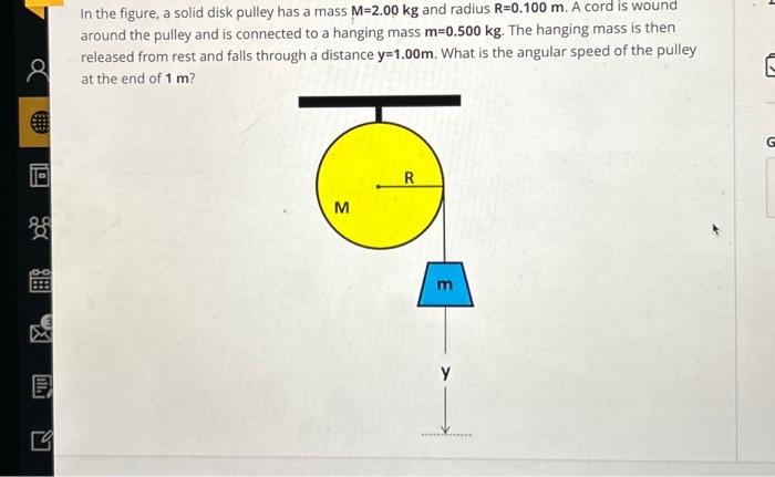 Solved In the figure, a solid disk pulley has a mass M=2.00 | Chegg.com