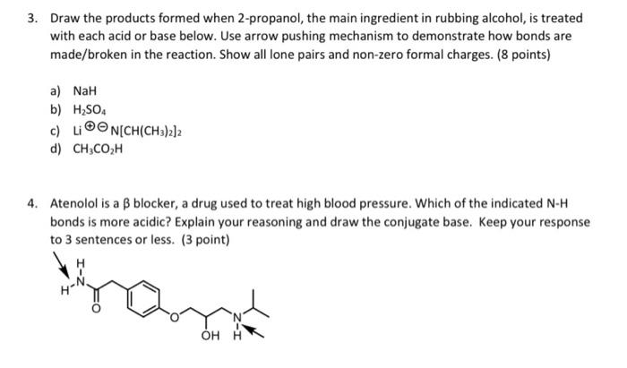 Solved 3. Draw the products formed when 2-propanol, the main | Chegg.com