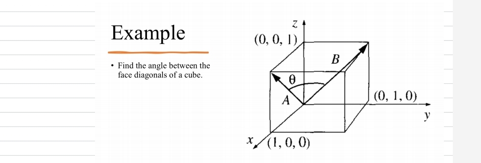 Solved ExampleFind the angle between the face diagonals of a | Chegg.com