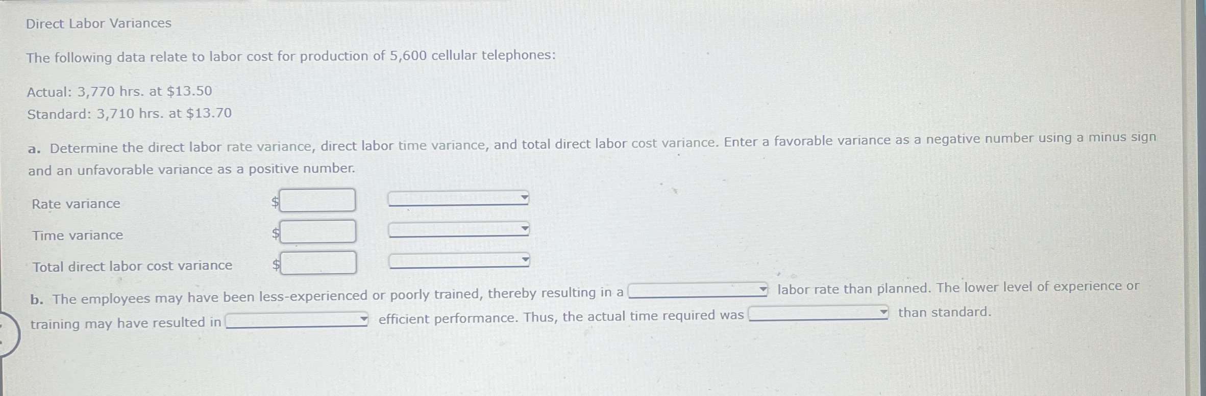 Solved Direct Labor VariancesThe following data relate to | Chegg.com