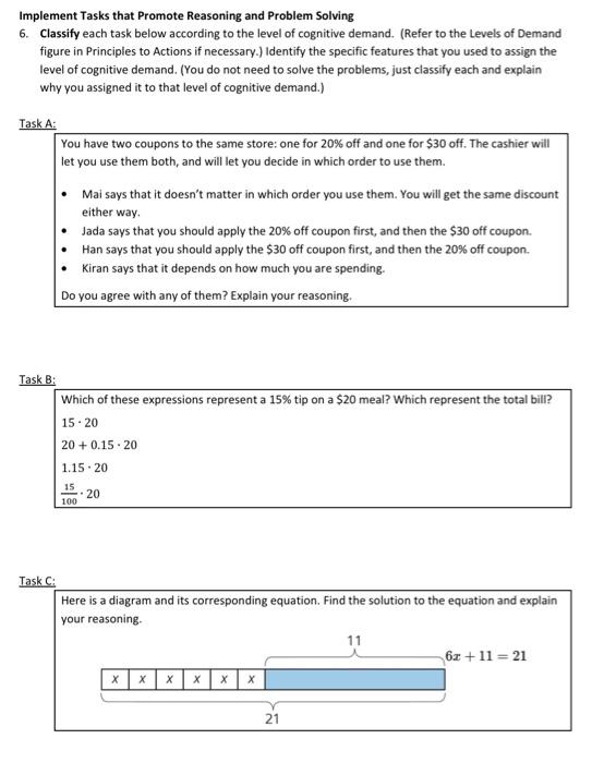 Implement Tasks that Promote Reasoning and Problem | Chegg.com