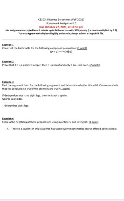 Solved CS103: Discrete Structures (Fall 2021) Homework | Chegg.com