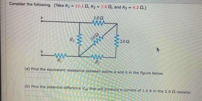 Solved Consider the following. (Take R1 = 11.1 12, R2 = | Chegg.com