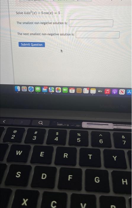 Solved Solve 4sin2(x)+5cos(x)=5 The smallest non-negative | Chegg.com
