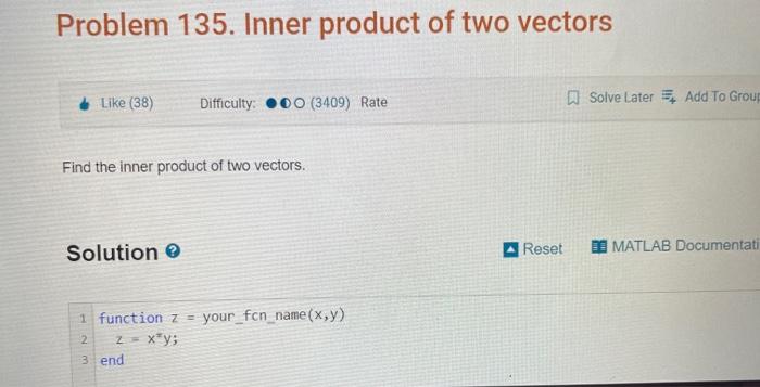 Solved Find the inner product of two vectors. Solution ? | Chegg.com