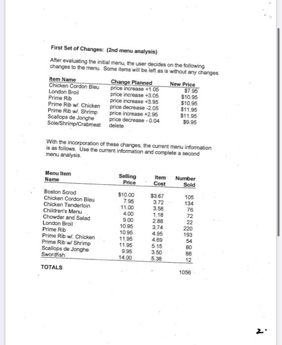 Solved Menu Engineering Assignment: You may use a | Chegg.com