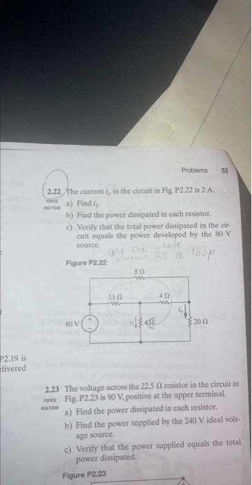Solved 2.22 The current tθ in the circuit in Fig. P2.22 is 2 | Chegg.com