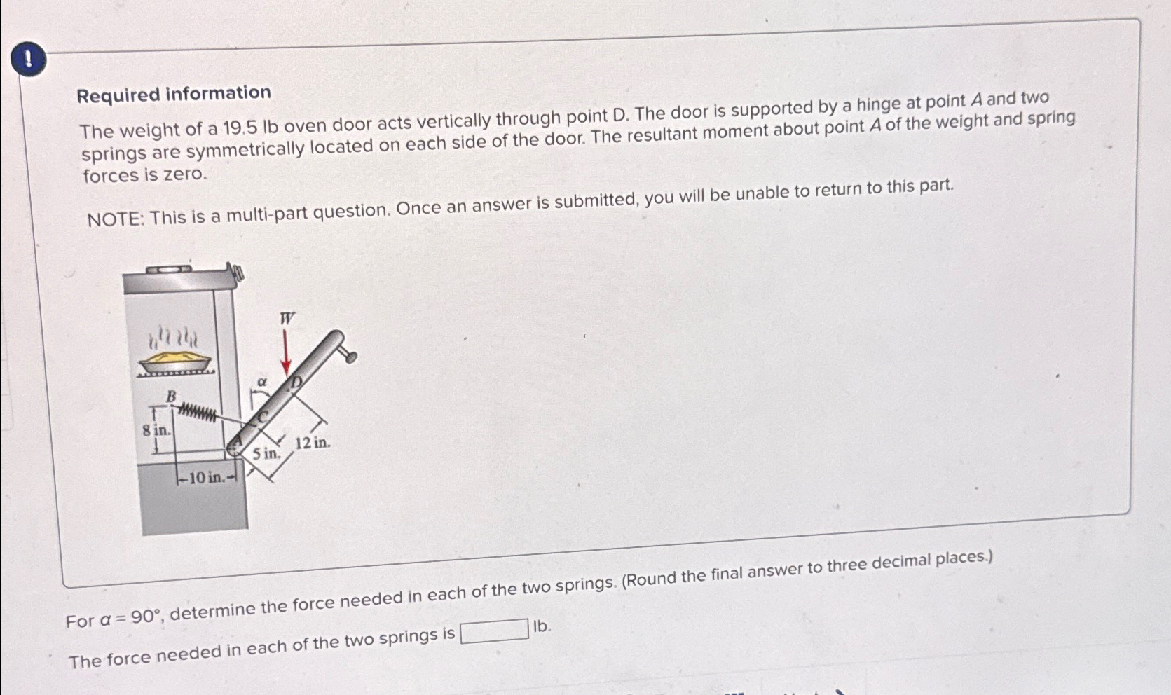Solved Required information\\nThe weight of a 19.5lb oven | Chegg.com