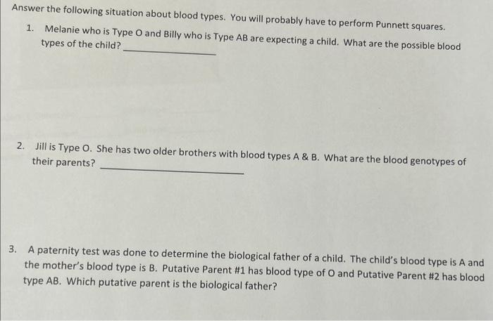 Solved Answer the following situation about blood types. You | Chegg.com