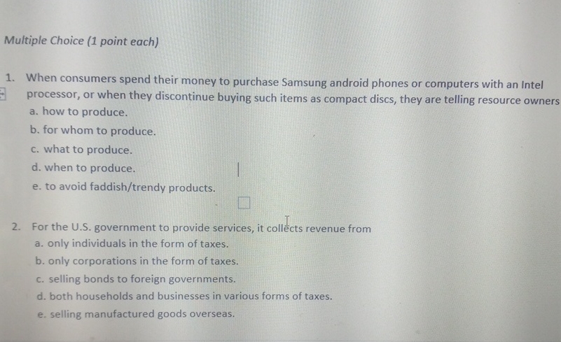 Solved Multiple Choice (1 ﻿point each)When consumers spend | Chegg.com