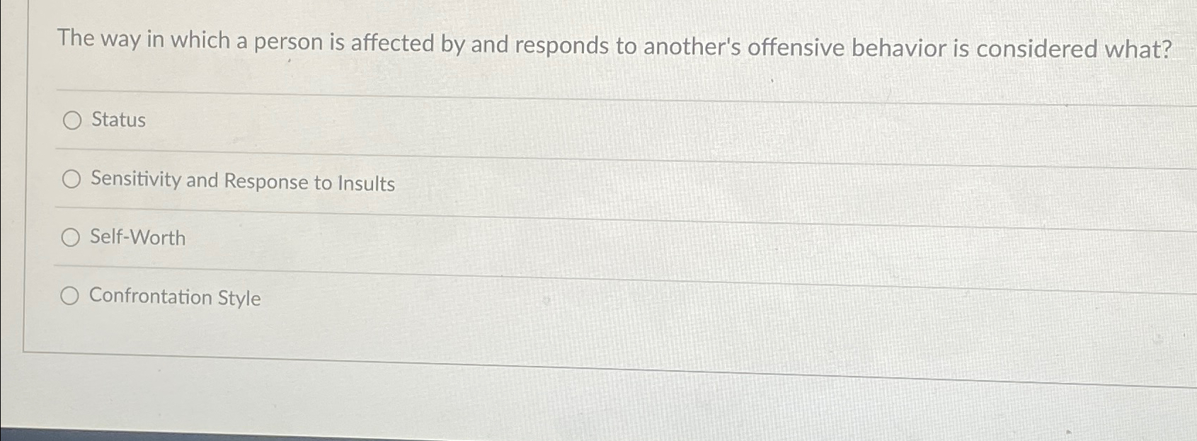 Solved The way in which a person is affected by and responds | Chegg.com