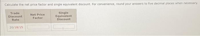Solved Calculate the net price factor and single equivalent | Chegg.com