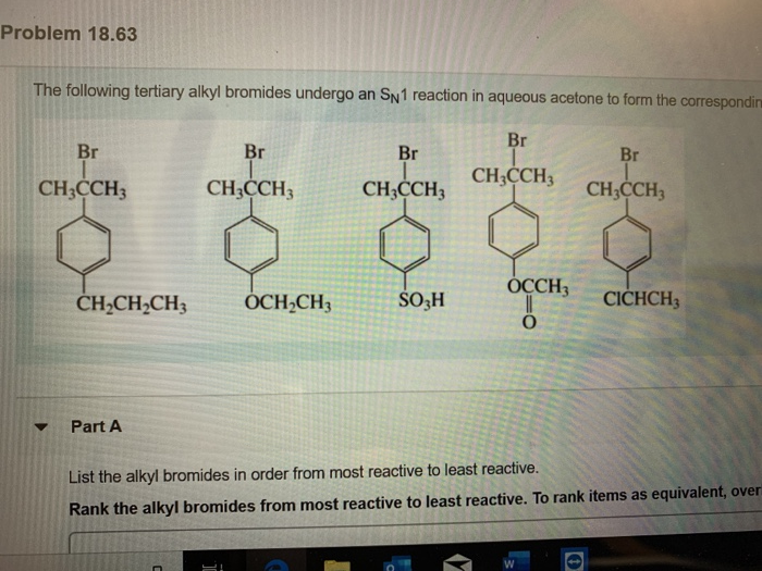 Solved Problem 18.63 The following tertiary alkyl bromides | Chegg.com
