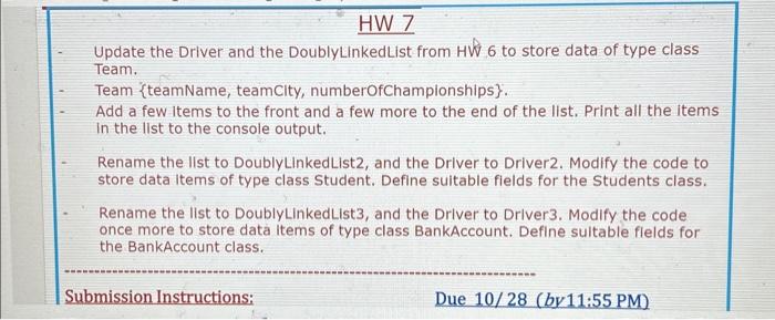 Solved Update The Driver And The Doublylinkedlist From Hw 6 