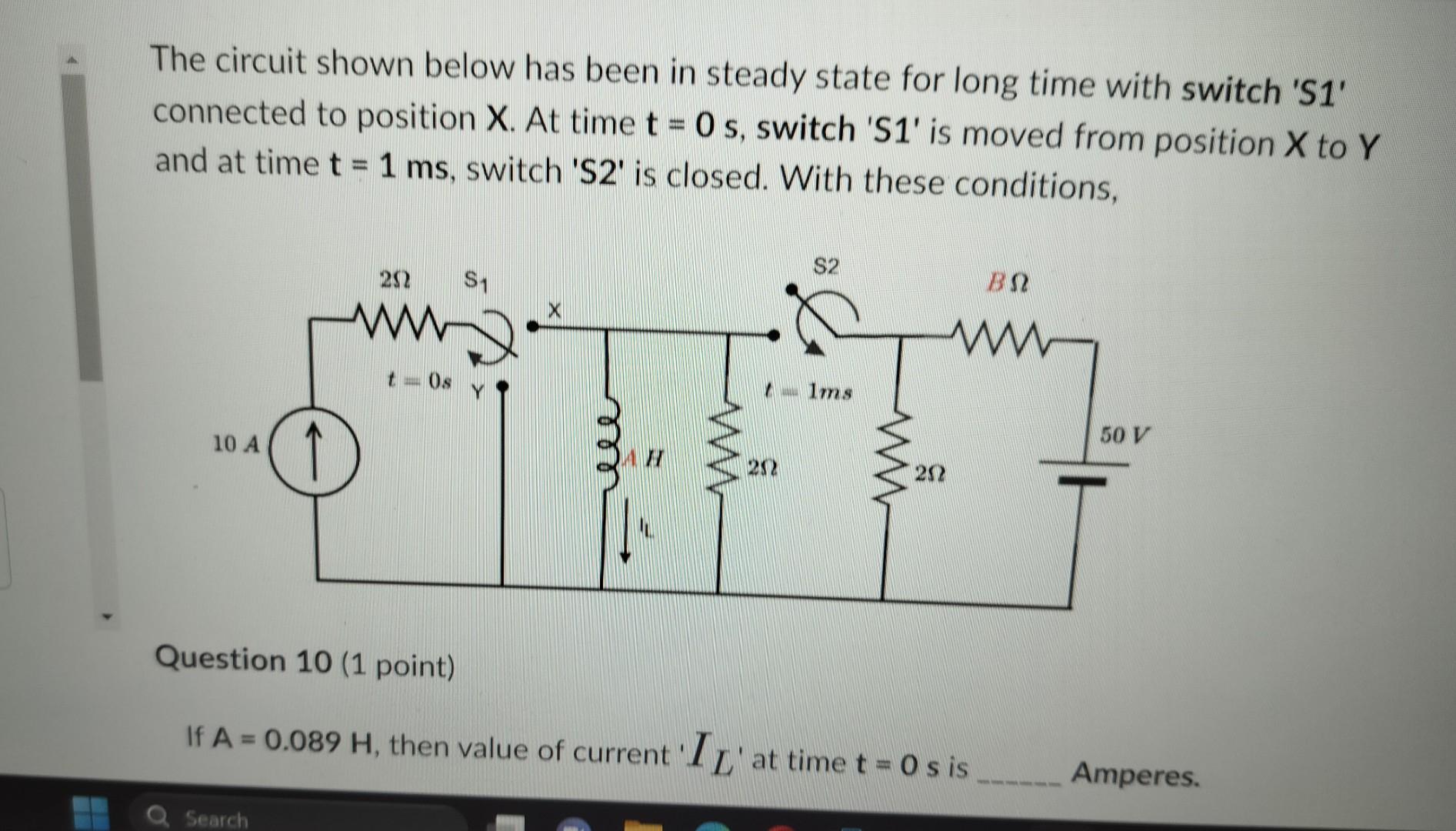 Solved The circuit shown below has been in steady state for | Chegg.com