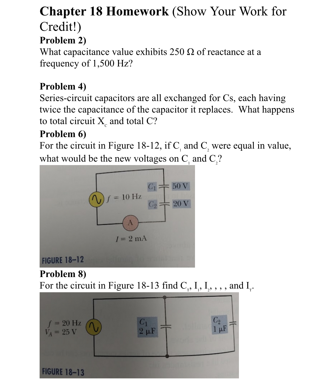 Solved Chapter 18 ﻿Homework (Show Your Work for | Chegg.com