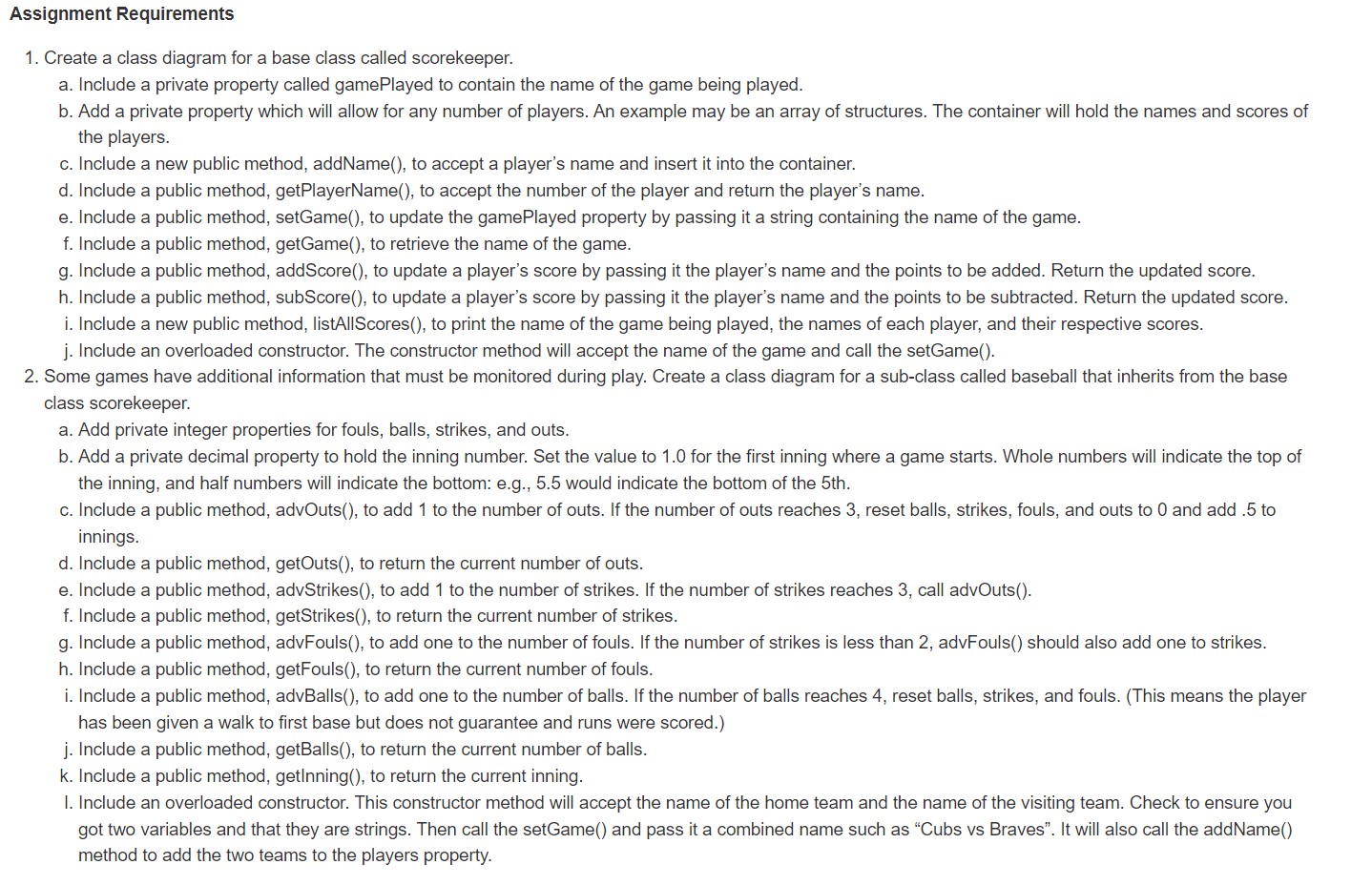 Solved Create a class diagram for a base class called | Chegg.com